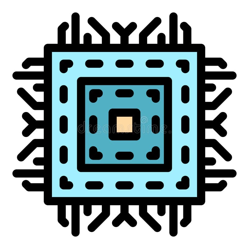 Vector De Esquema De Color Del Icono Del Procesador De Componentes ...
