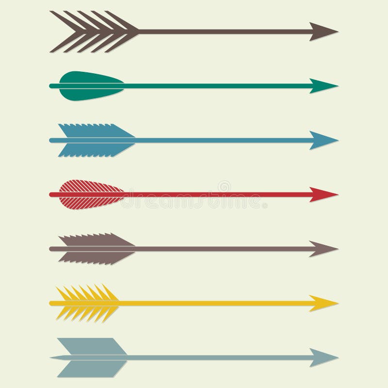 Vector De Flechas. Flechas De Arco. Conjunto De Iconos Planos De Flecha ...