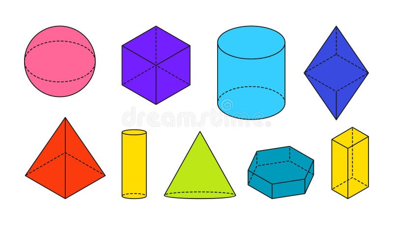 Conjunto De Formas Geométricas Volumétricas Básicas. Dibujos Y Esbozos ... Conjunto De Formas Geométricas Volumétricas Básicas. Dibujos Y Esbozos ...