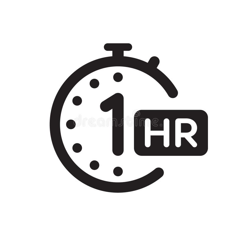 Vector De Icono De Reloj De 1 Hora En Estilo Plano. Concepto De Tiempo ...