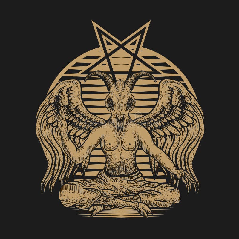 Pentagram Met Demon Baphomet Demonisch Geithoofd Vector Illustratie ...
