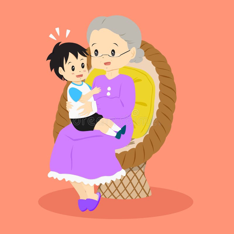 Vector De La Abuelita Y Del Nieto Ilustración del Vector - Ilustración ...