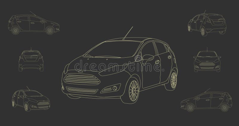 Coche Dibujo Lineal Ilustraciones Stock, Vectores, Y Clipart – (1 ...