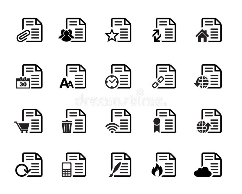Vector De Los Iconos De Documentos Ilustración del Vector - Ilustración ...