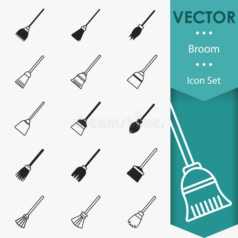 Vector De Los Iconos De La Escoba Ilustración del Vector - Ilustración ...