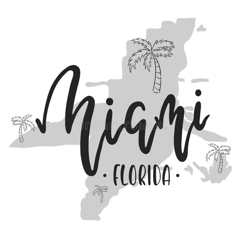 Miami Frase De Las Letras Aislada En El Fondo Blanco Ilustración del ...