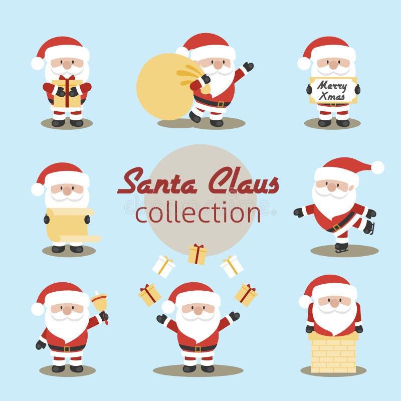 Vector De Santa Clauses Fijado Para La Navidad Ilustración del Vector ...