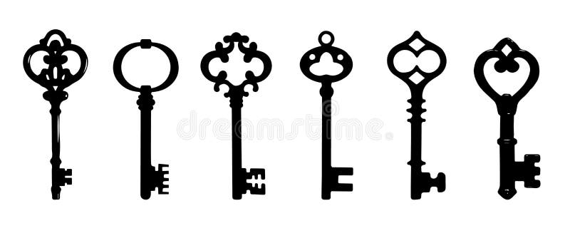 Vector De Siluetas De Conjunto De Claves Ilustración del Vector ...