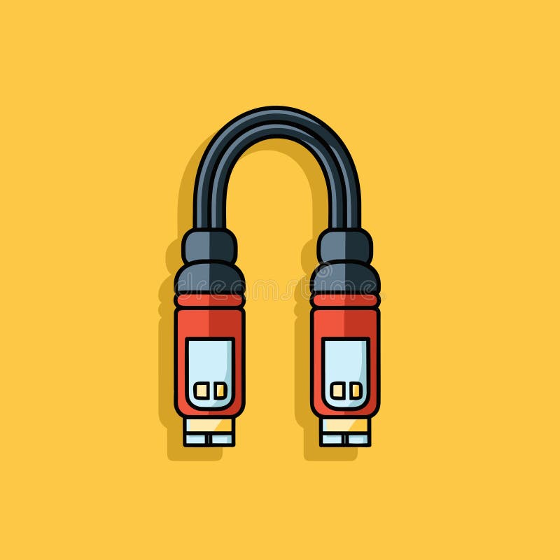Vector De Un Cable Rojo Y Negro Conectado a Un Fondo Amarillo ...