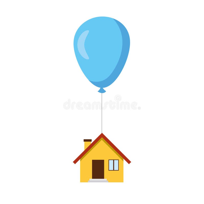 Vector De Vivienda Y Globo. Espacio Libre Para Texto. Stock de ilustración - Ilustración de ...
