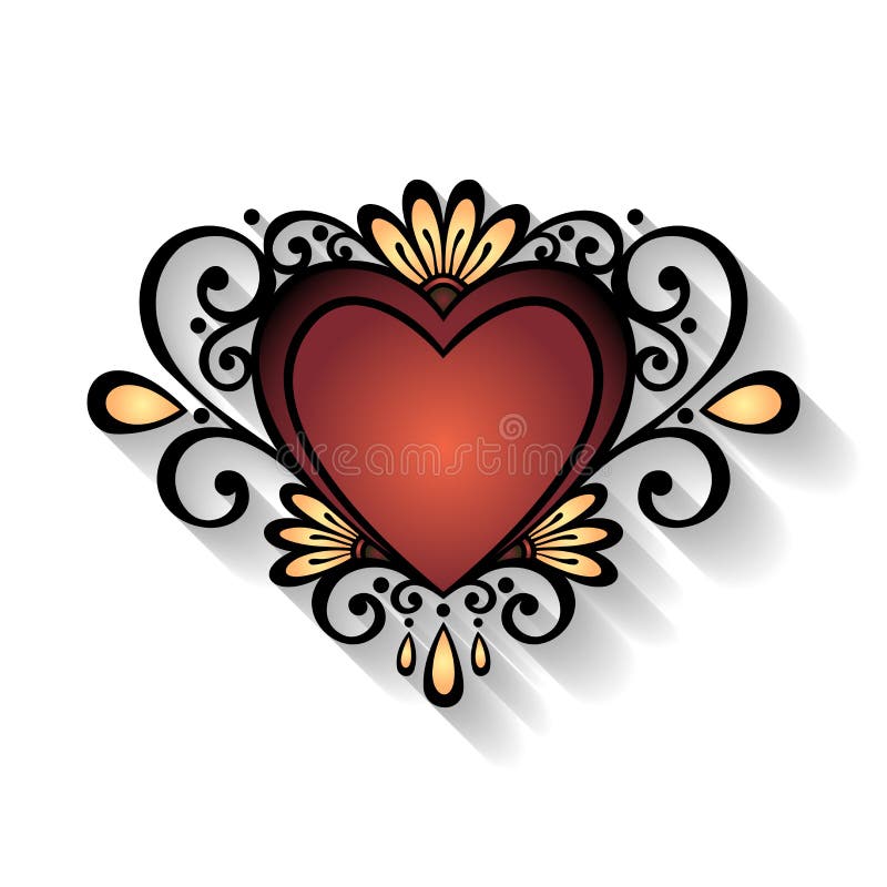 Vector Deco Floral Heart stock vector. Illustration of card - 49800635
