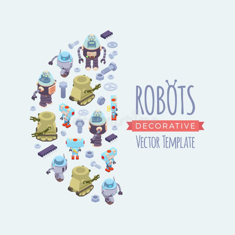 Vector Decorating Design Made of Robots Stock Vector - Illustration of ...