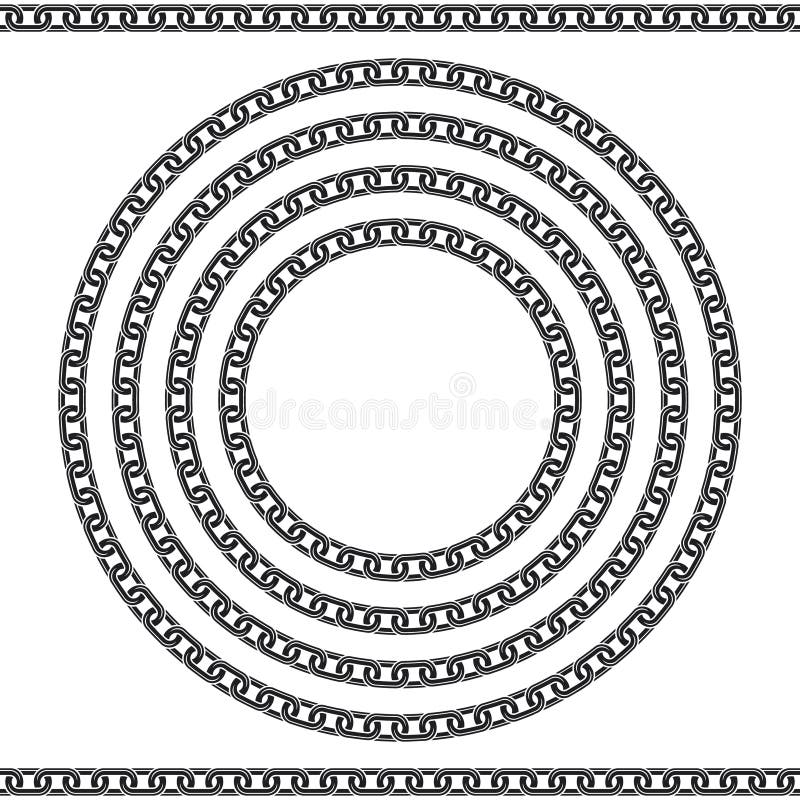 Decorations of Chain Circles and Borders, Silhouette Style Stock Vector ...