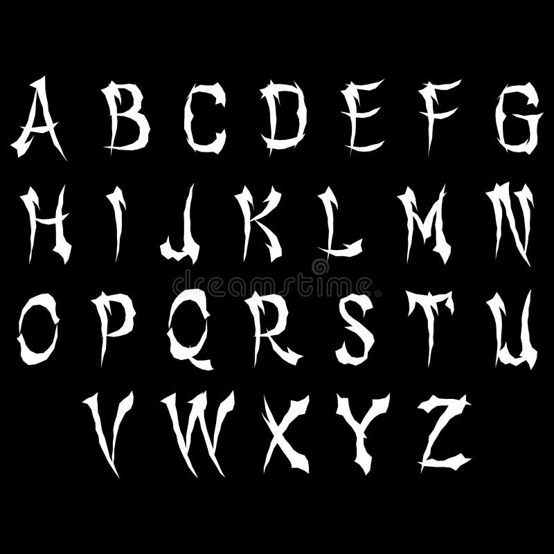 Vector Decorative Alphabet on Black Background. Stock Vector ...