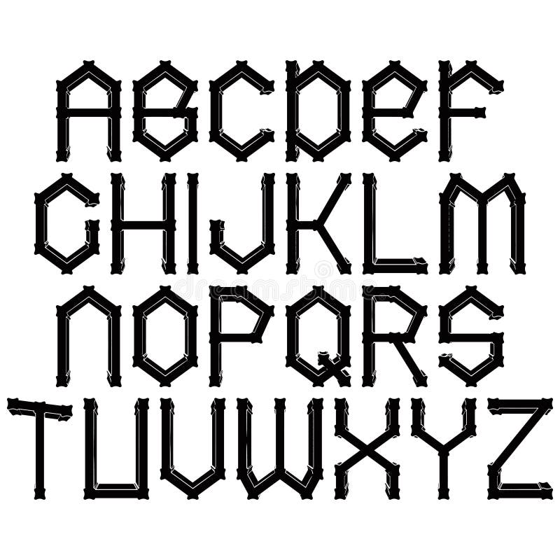 Vector Decorative Alphabet.Black Letters Isolated on White Background ...