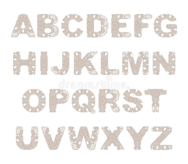 Vector Decorative Alphabet. Stock Vector - Illustration of print, font ...