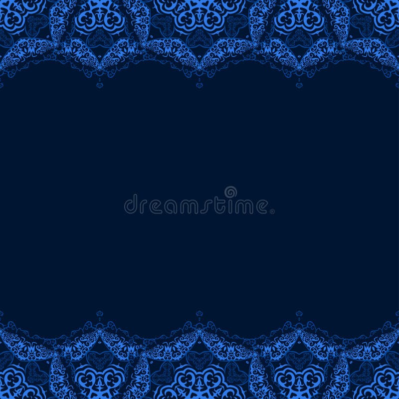 Vector Decorative Border from Blue Snowflakes on Dark Background Stock ...