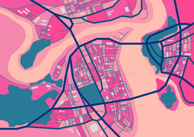 Vector decorative city map stock vector. Illustration of plan - 82223027