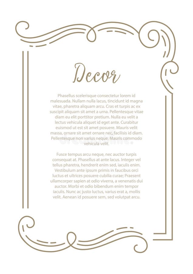 Vector Decorative Frame. Elegant Element for Design Template, Place for ...