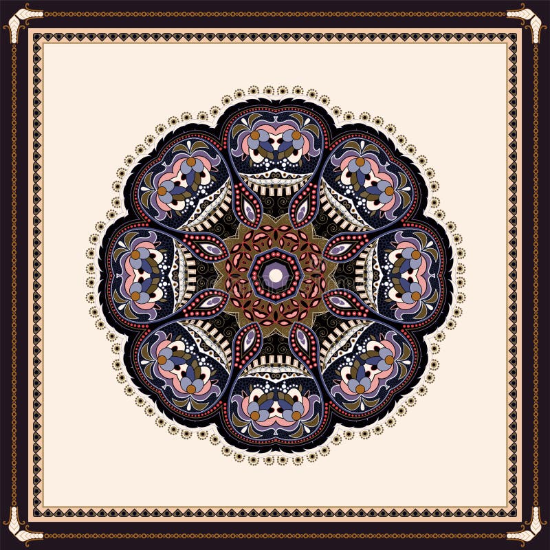 Vector Decorative Frame with Pattern. Color Print in Frame. for Shawl ...