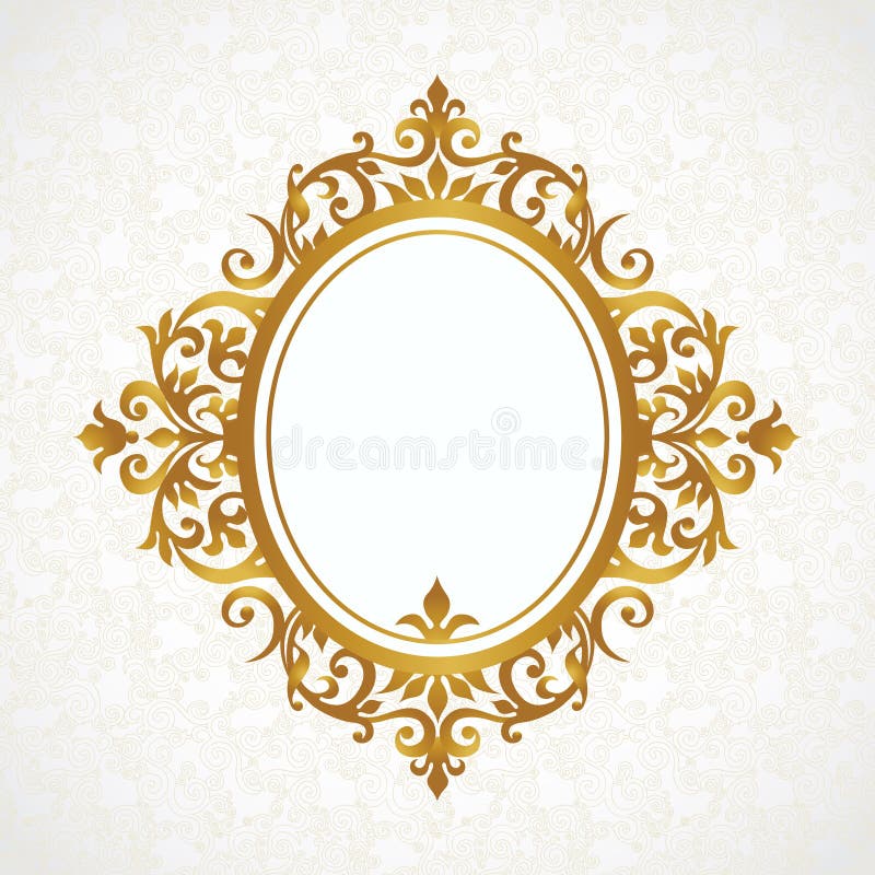 Gold Oval Frame in the Gothic Style.Frame. Stock Vector - Illustration ...
