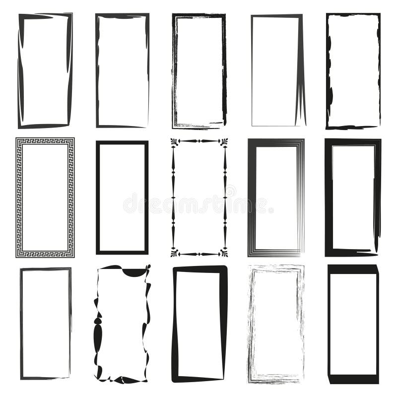 Vector Decorative Frames. Black Rectangular Shapes. Distressed and ...
