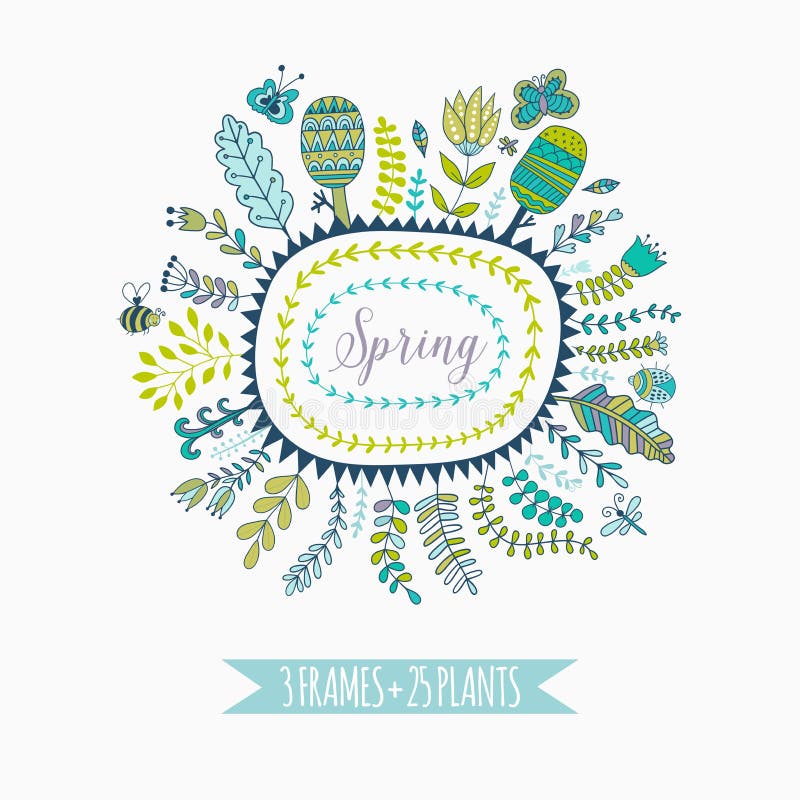 Vector Decorative Frames and Leaf. Spring Elements Stock Vector ...