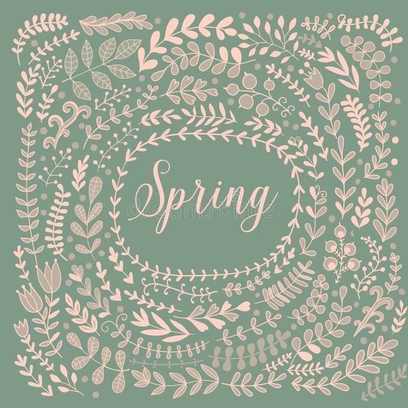 Vector Decorative Frames and Leaf. Spring Elements Stock Vector ...