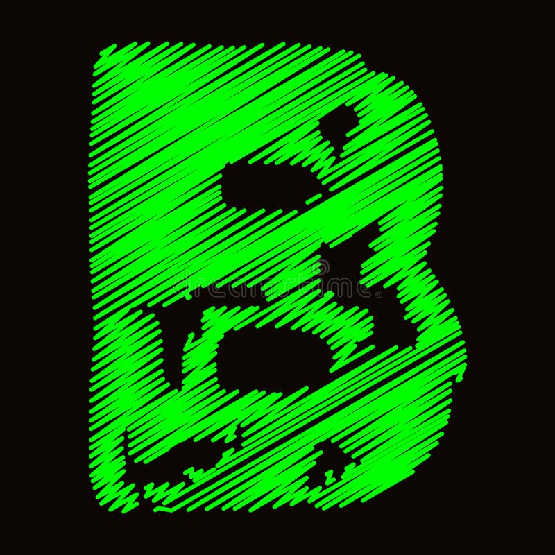 Vector Decorative Letter with Scribble Effect.Art Font.Green Letter on ...