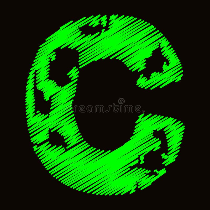 Vector Decorative Letter with Scribble Effect.Art Font.Green Letter on ...