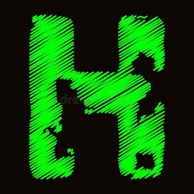 Vector Decorative Letter with Scribble Effect.Art Font.Green Letter on ...