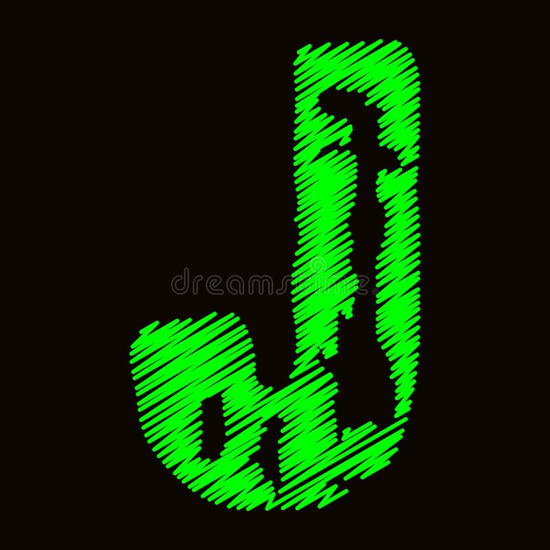Vector Decorative Letter with Scribble Effect.Art Font.Green Letter on ...