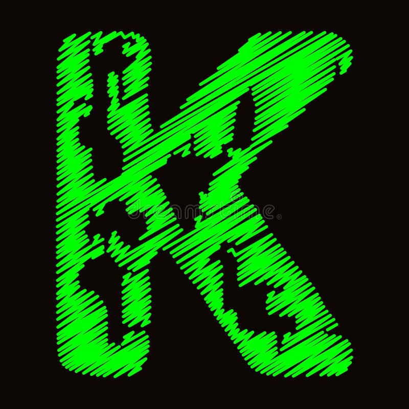 Vector Decorative Letter with Scribble Effect.Art Font.Green Letter on ...