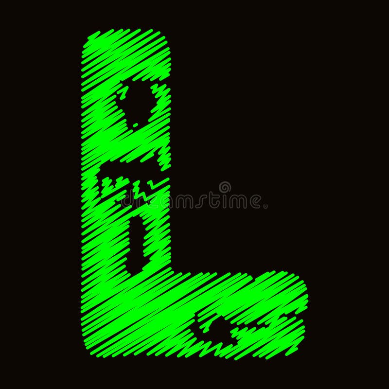 Vector Decorative Letter with Scribble Effect.Art Font.Green Letter on ...