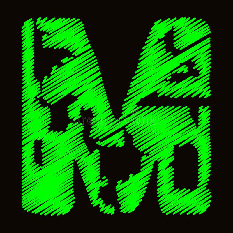 Vector Decorative Letter with Scribble Effect.Art Font.Green Letter on ...