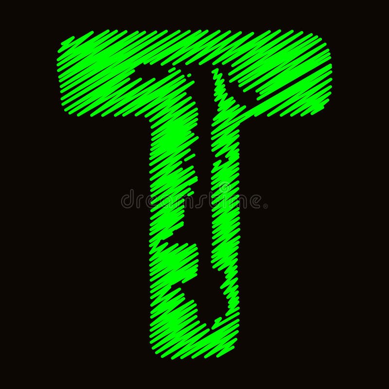 Vector Decorative Letter with Scribble Effect.Art Font.Green Letter on ...