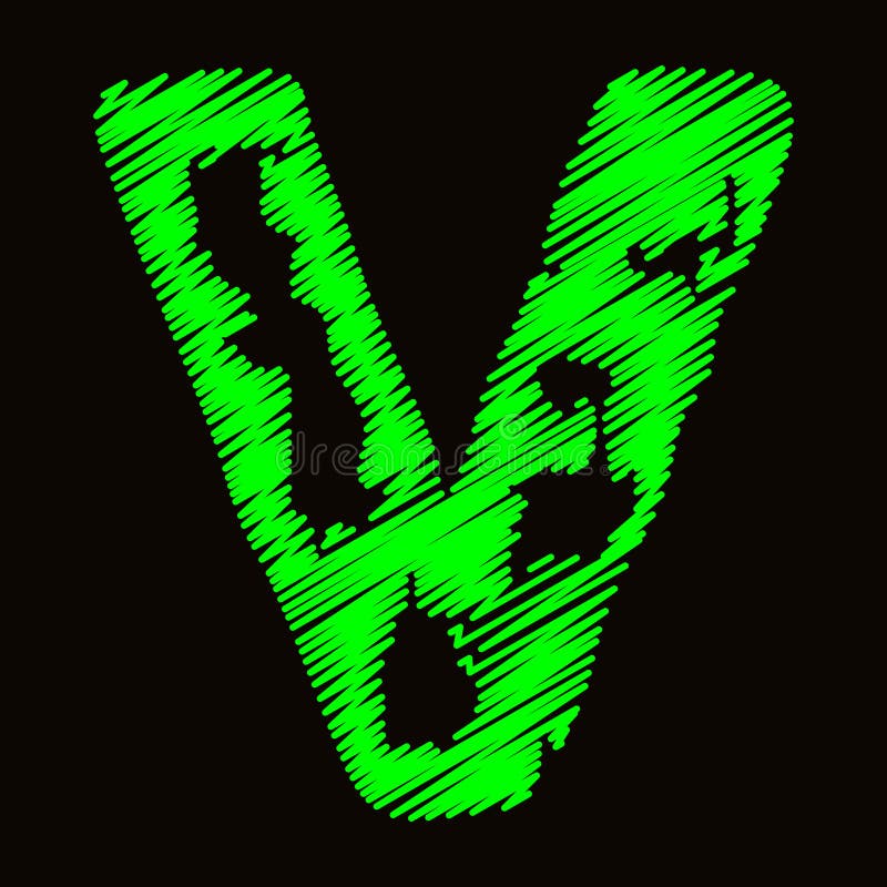 Vector Decorative Letter with Scribble Effect.Art Font.Green Letter on ...