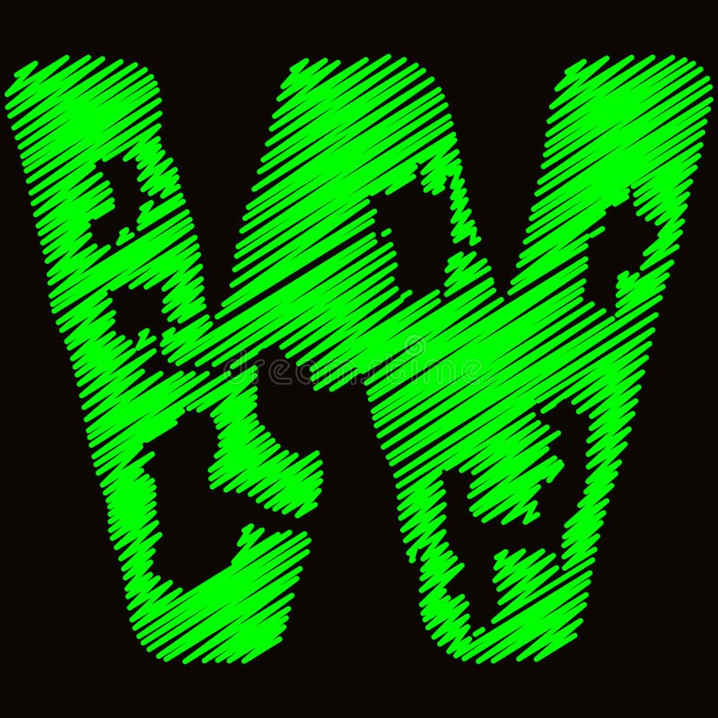 Vector Decorative Letter with Scribble Effect.Art Font.Green Letter on ...