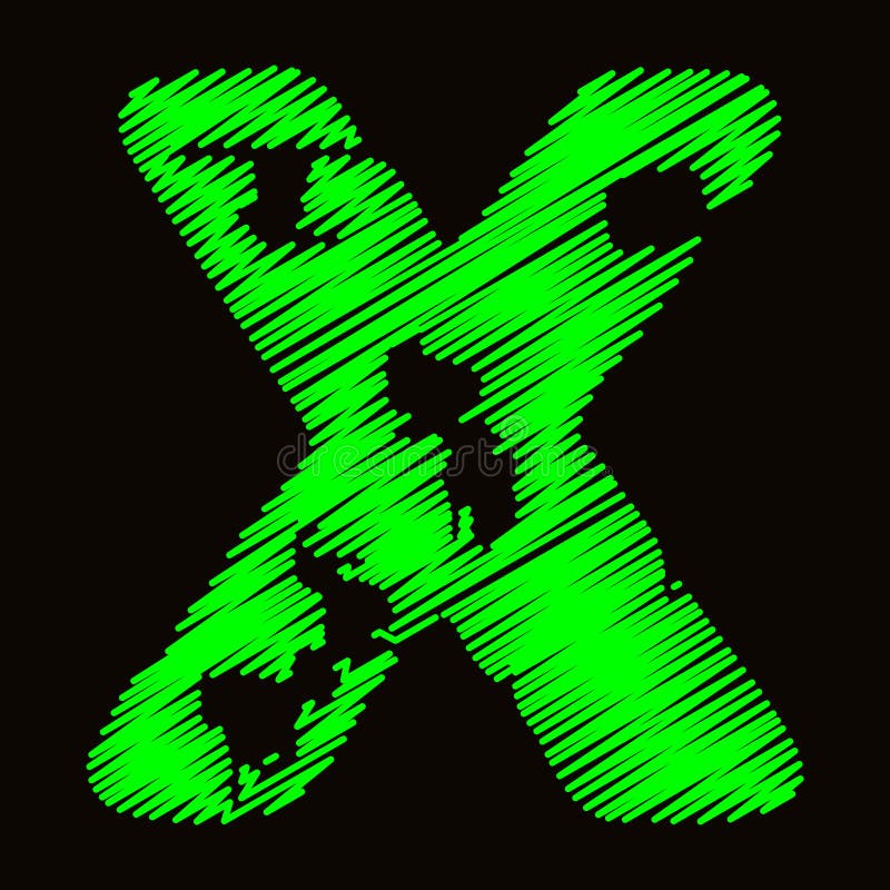 Vector Decorative Letter with Scribble Effect.Art Font.Green Letter on ...