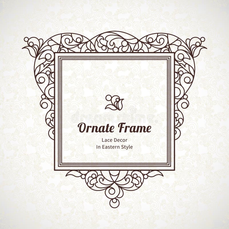 Vector Decorative Line Art Frame in Eastern Style. Stock Vector ...