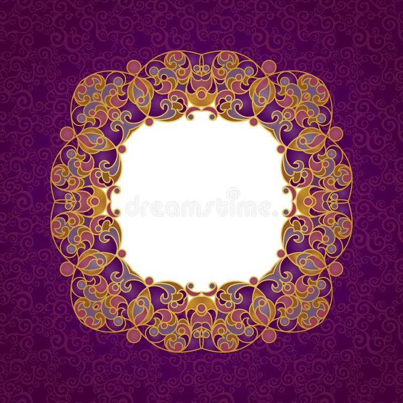 Vector Decorative Line Art Frame in Eastern Style. Stock Vector ...