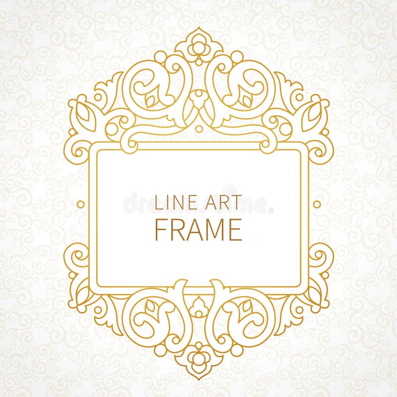 Vector Decorative Line Art Frame in Eastern Style. Stock Vector ...