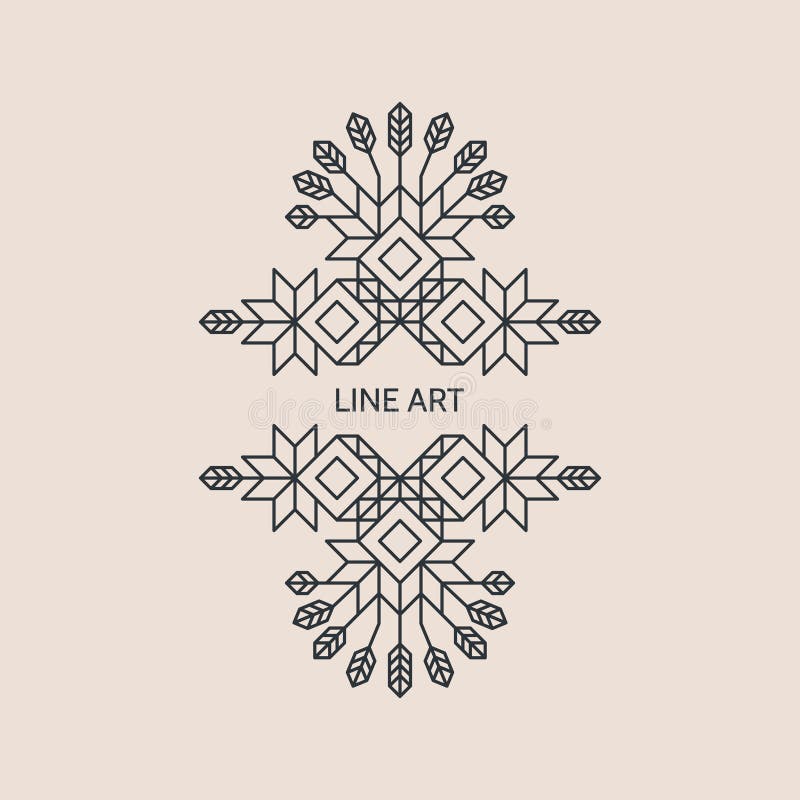 Vector Decorative Line Art Frame. Geometric Vintage Style. Vector ...