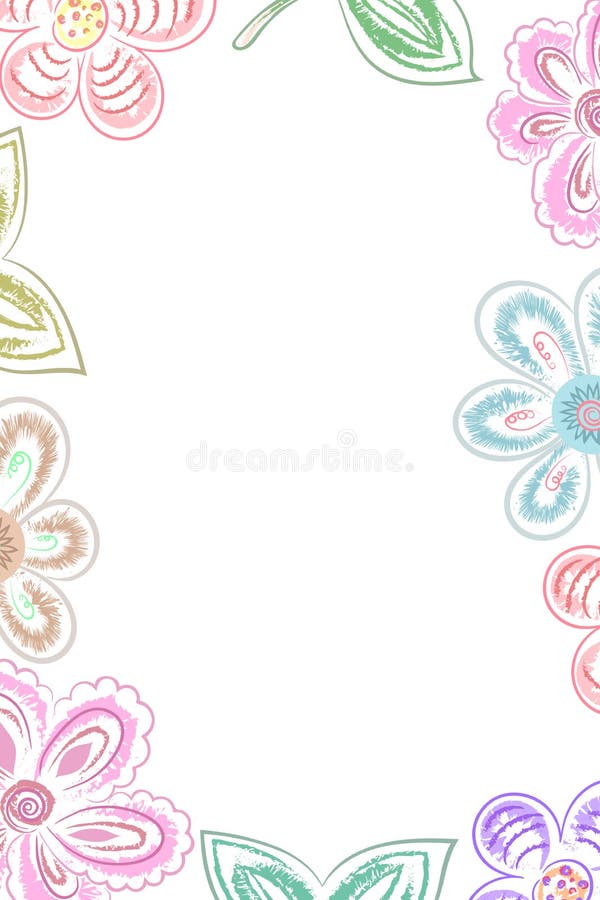 Vector Decorative Rectangular Vertical Frame of Flowers in Pastel ...