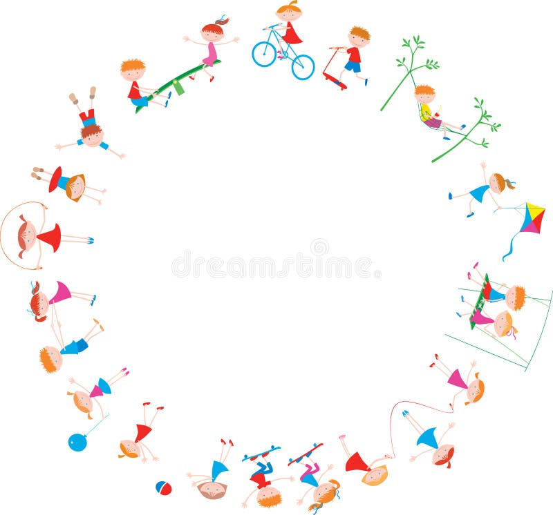 Vector Decorative Round Border from Cartoon Cheerful Playful Children ...