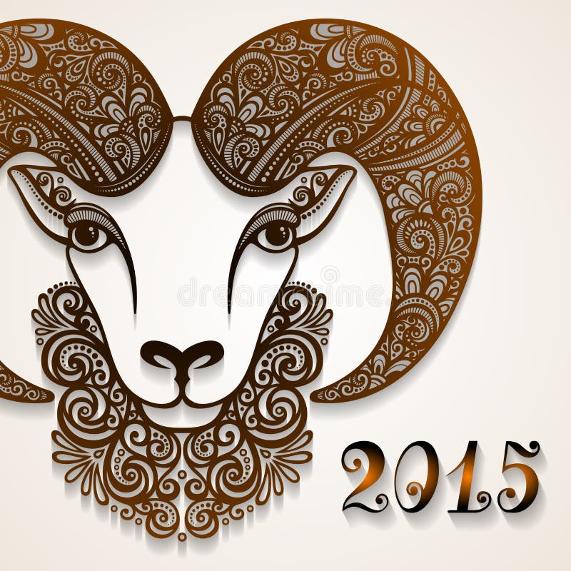 Vector Decorative Sheep with Patterned Horns Stock Vector ...