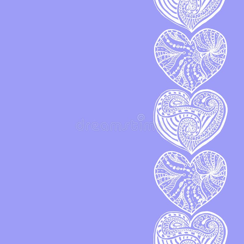 Vector Decorative Vertical Border from White Hand Drawing Hearts Stock ...