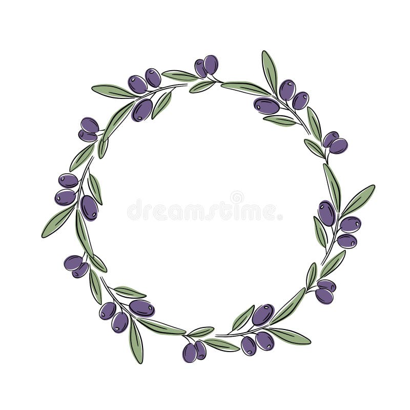 Vector Decorative Wreath Olive Branch.for Labels, Packaging Stock ...