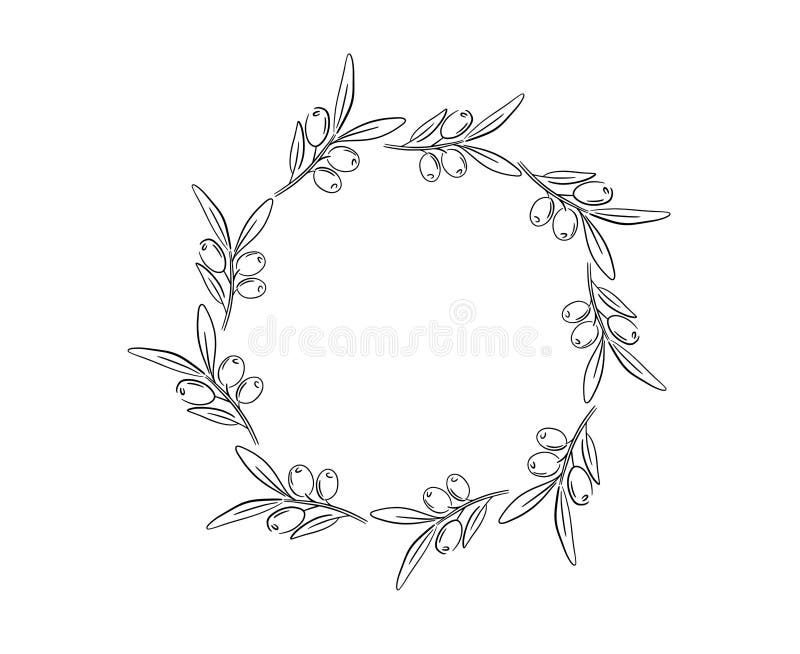 Vector Decorative Wreath Olive Branch.for Labels, Packaging Stock ...