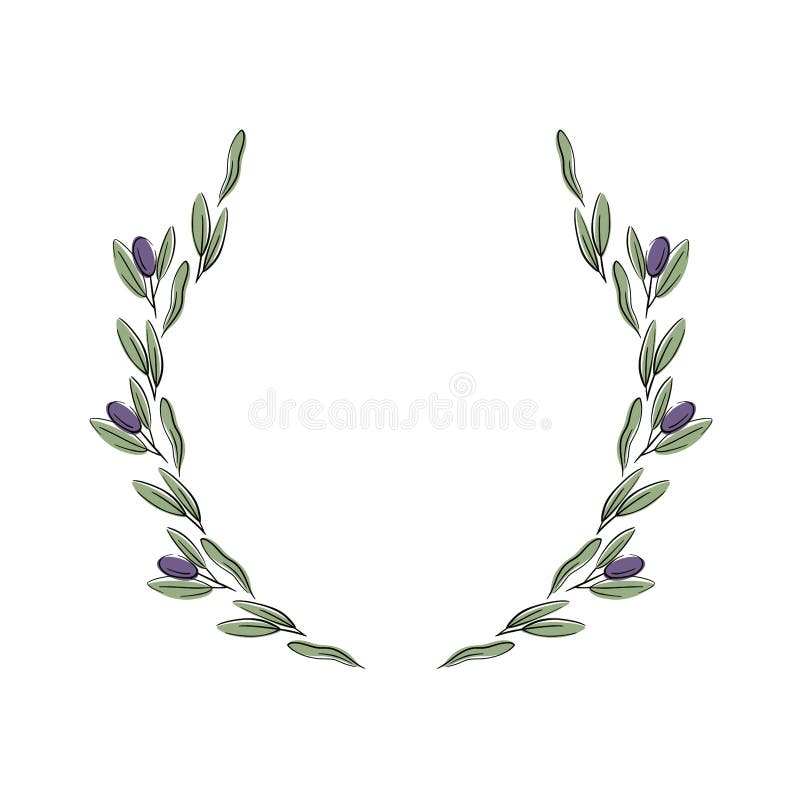 Vector Decorative Wreath Olive Branch.for Labels, Packaging Stock ...